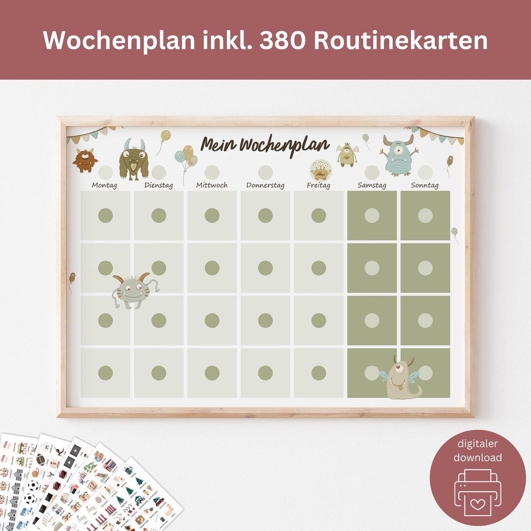Weekly Planner for Children - With Printable Routine Cards - Montessori ...