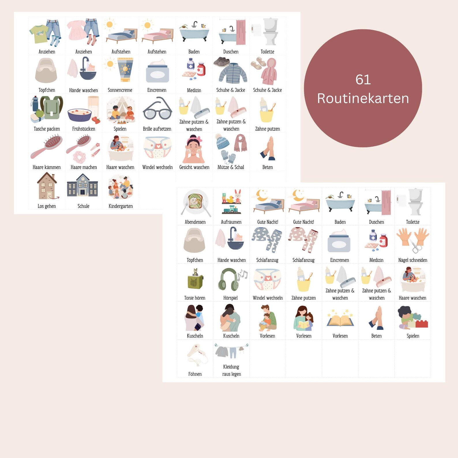 Morning and Evening Routine Chart for Kids Safari | Montessori Inspired ...