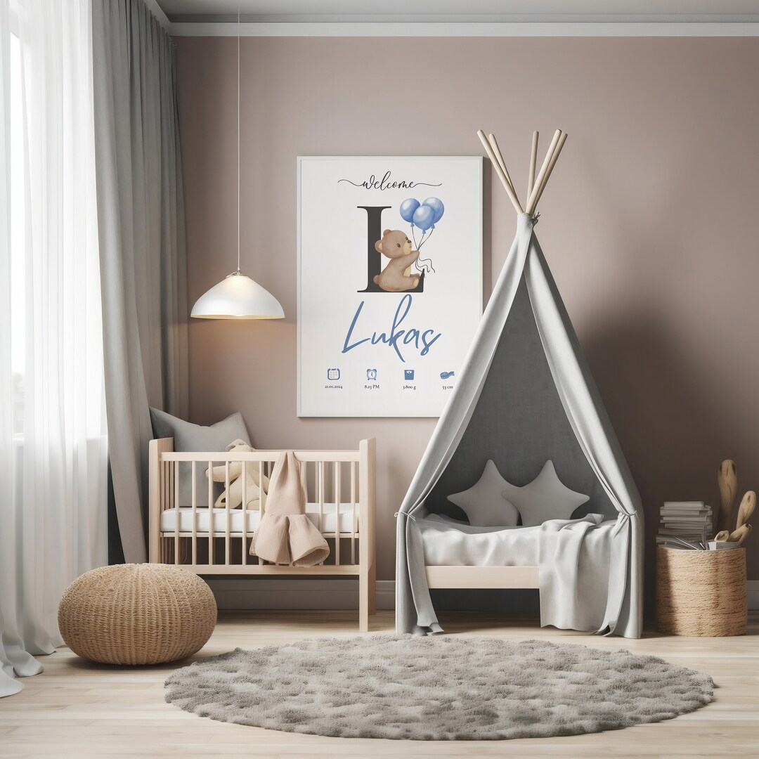 Personalized Birth Poster Boy Poster Children's Room Poster Baby Room ...
