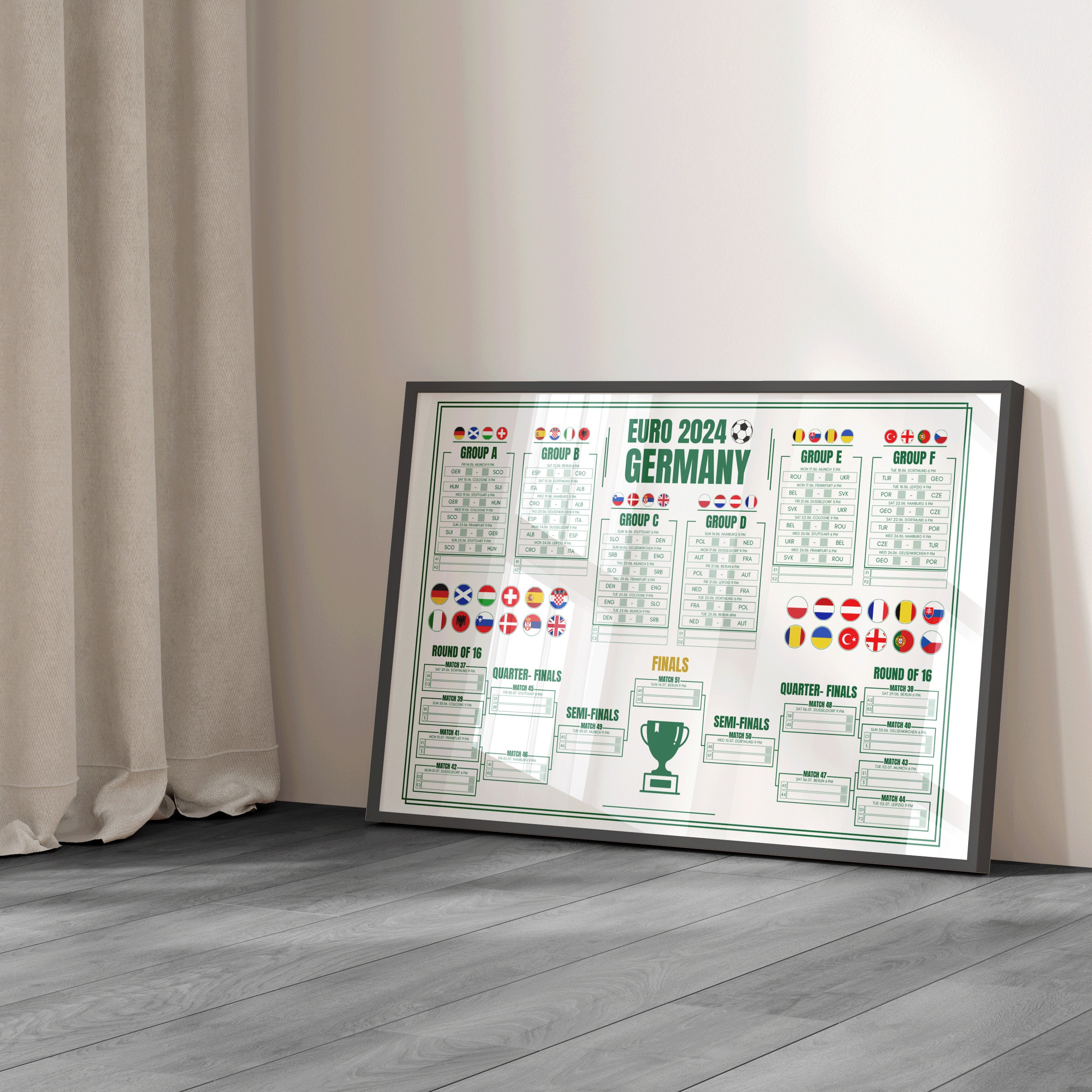 EURO 2024 Spielplan als digital download Poster mit Daten und Terminen ...