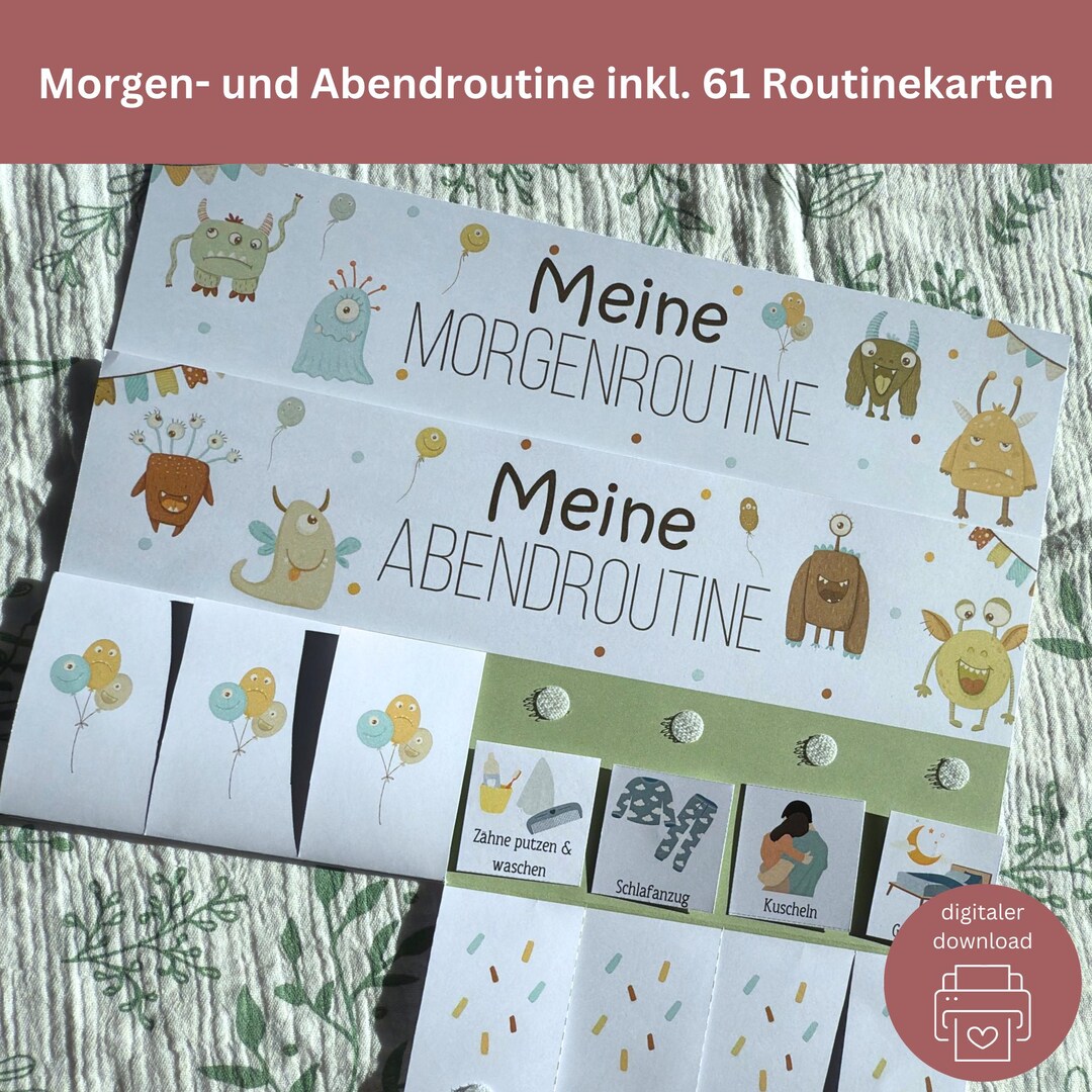 Morning and Evening Routine for Children With Monsters | Montessori ...