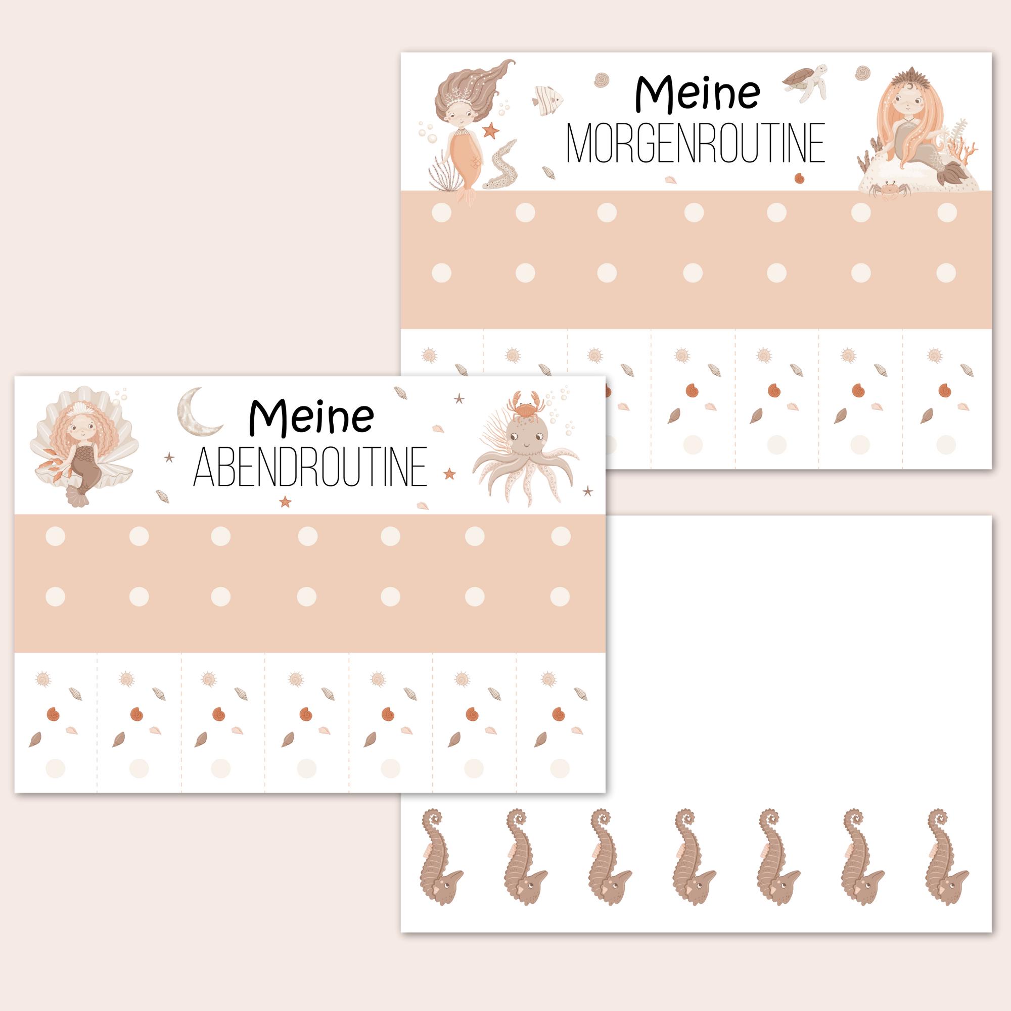 Morning and Evening Routine Chart for Kids Mermaid | Montessori ...