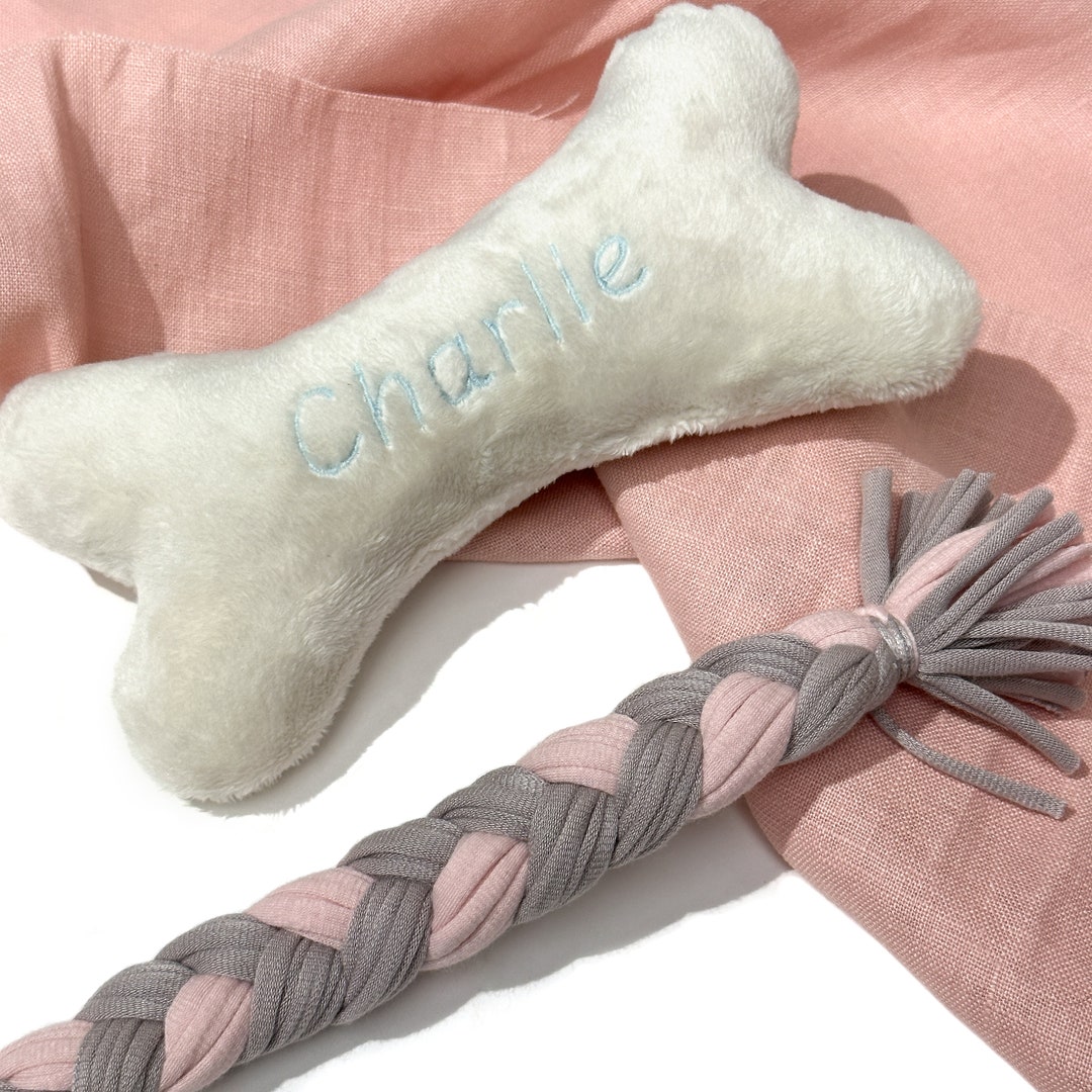 Personalized Dog Bone Toy With Squeaky Plush Dog Lover Custom Minky Pet ...