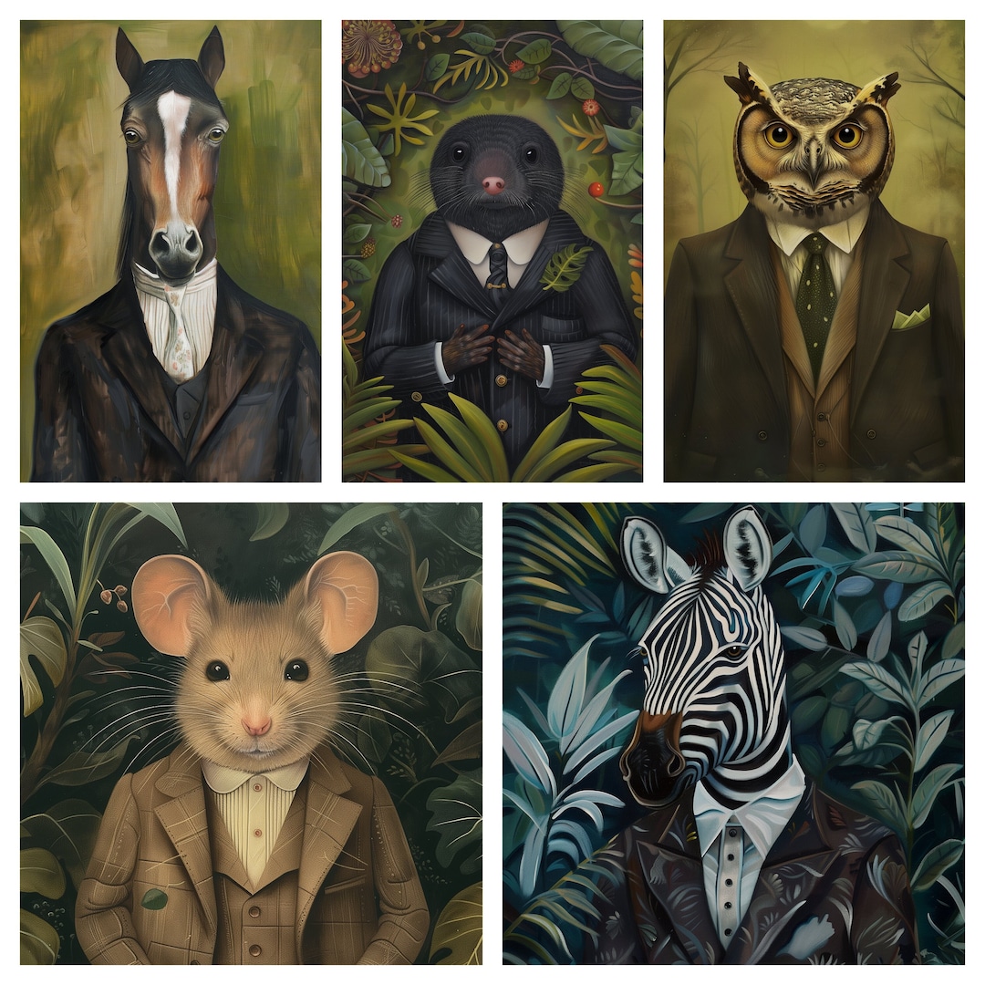 Animals in Suit Collection 4, Inspired by Henri Rousseau,digital Art ...