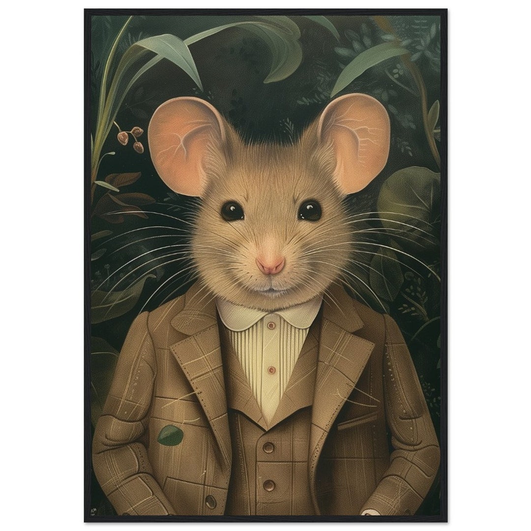Mouse in Suit, Jungle, Premium Poster on Matte Paper With Wooden Frame ...