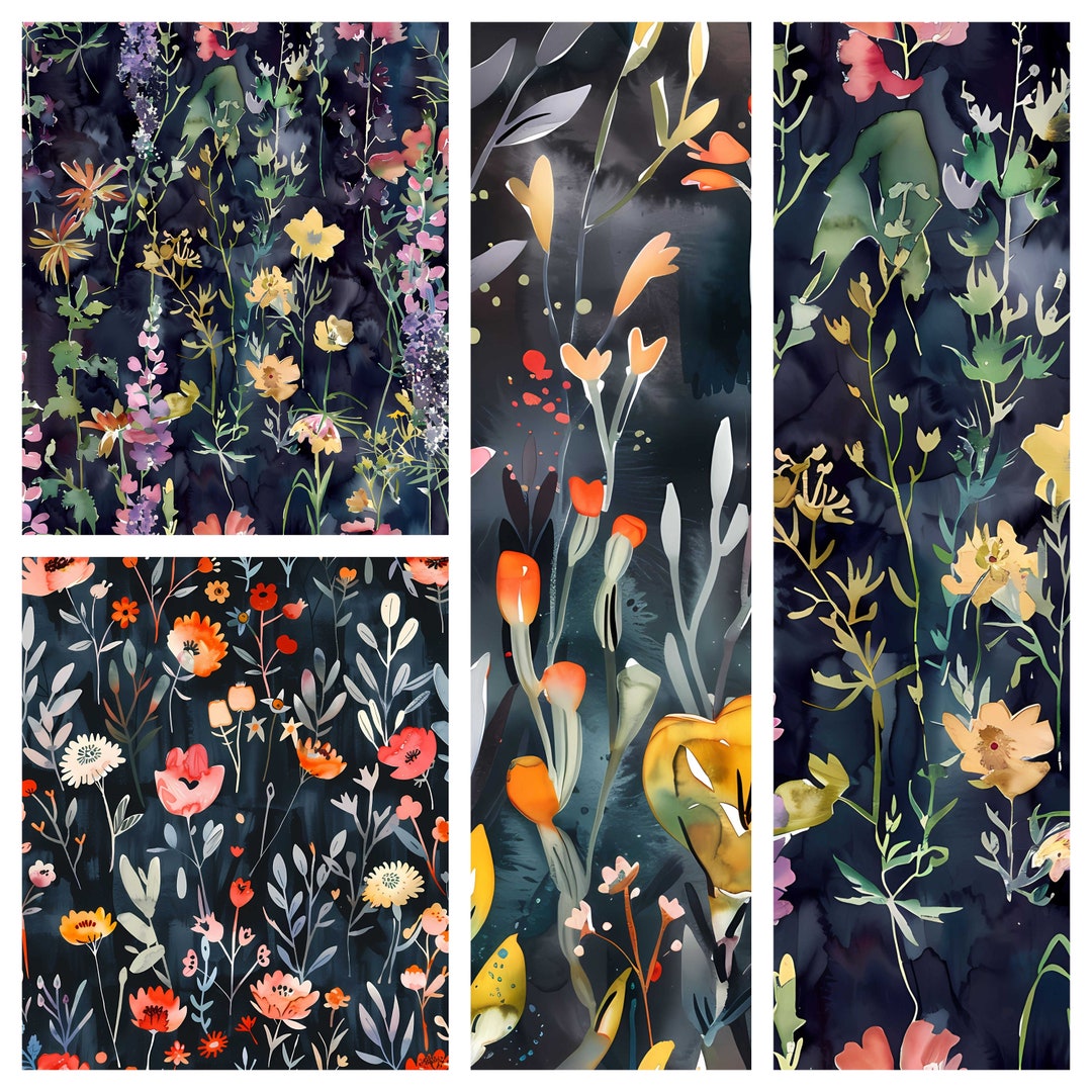 Printable Flower Meadow Paper, 67 Sheets, Digital Paper, Watercolor ...