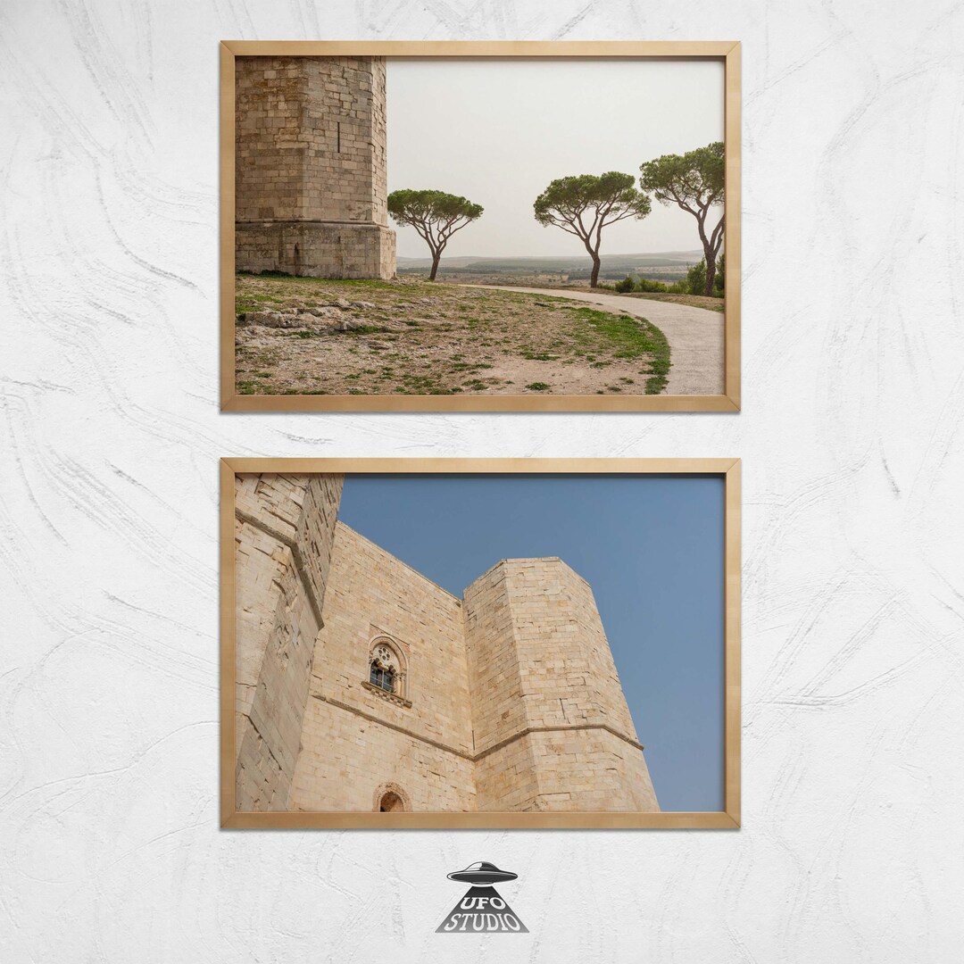View of Castel Del Monte, Puglia, and Its Surroundings. Collection of 2 ...