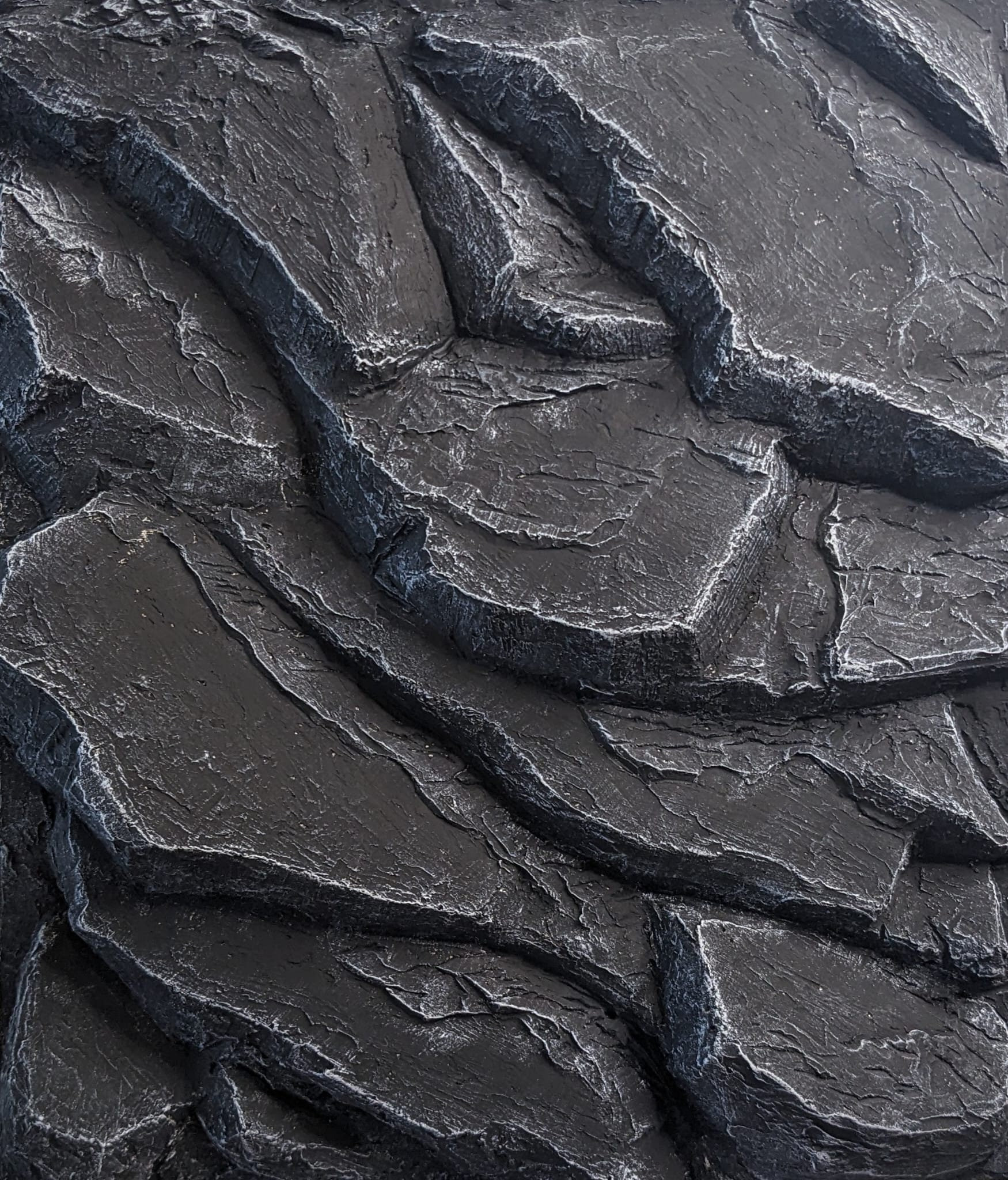 Custom Decorative Stone Wall Painted Rock Sculpture - Black and White ...