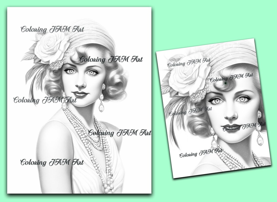 Coloring Page, Charleston Girl, Beautiful Face - Etsy