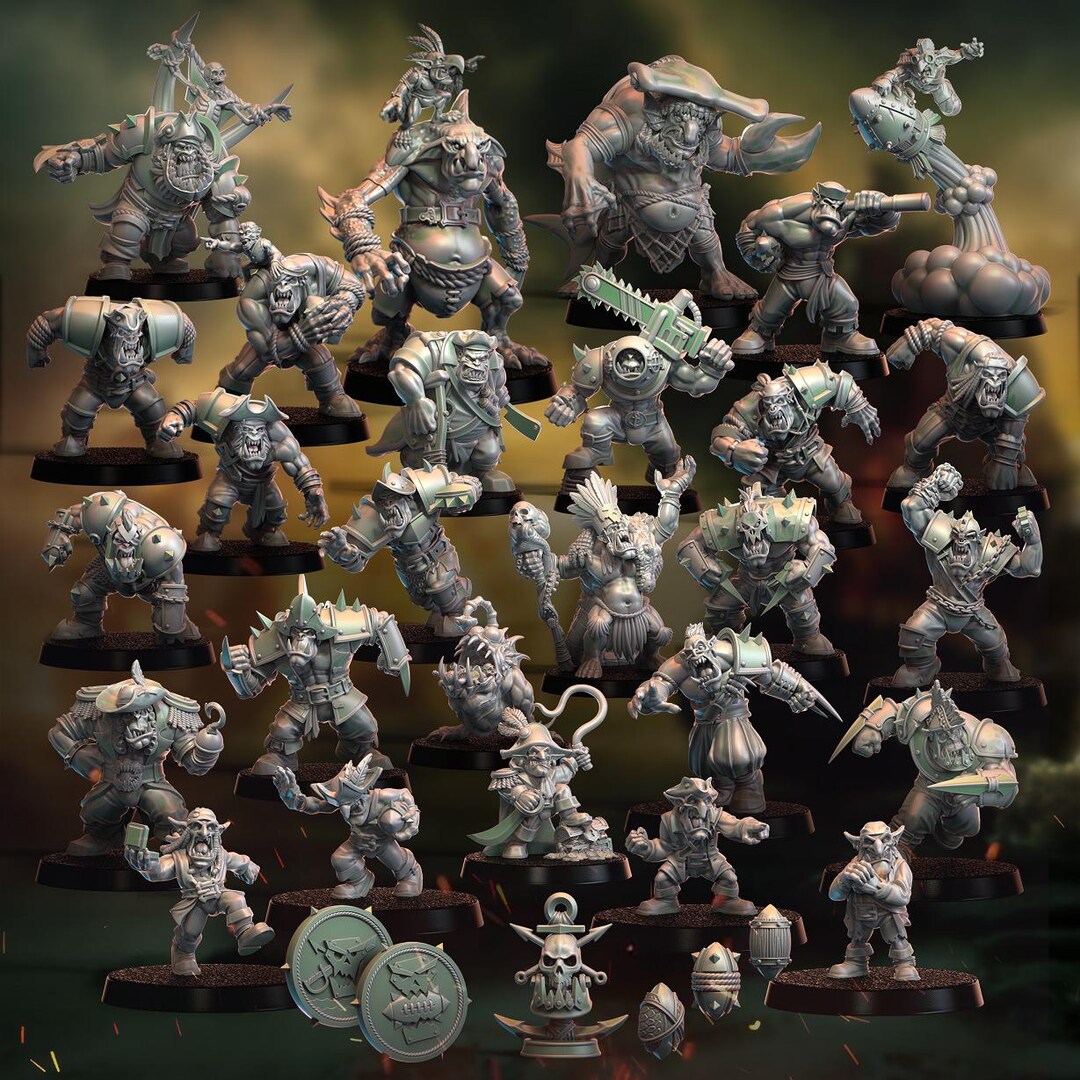 Fantasy Football Miniatures - Black Orc "baorcudas" Team - Punga - Etsy