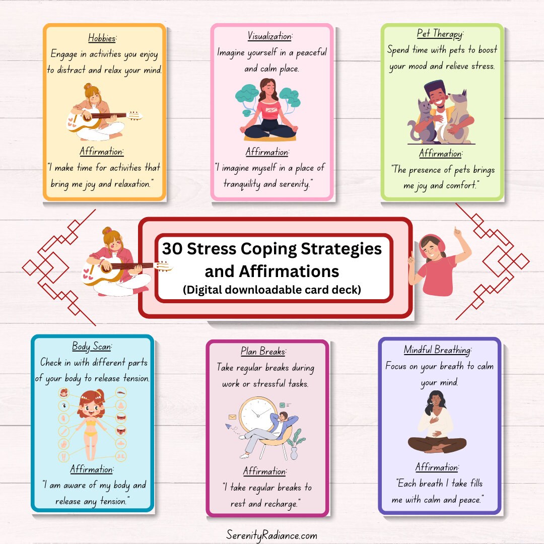 Stress Coping Strategies Cards, Affirmations, Mental Health Gift - Etsy