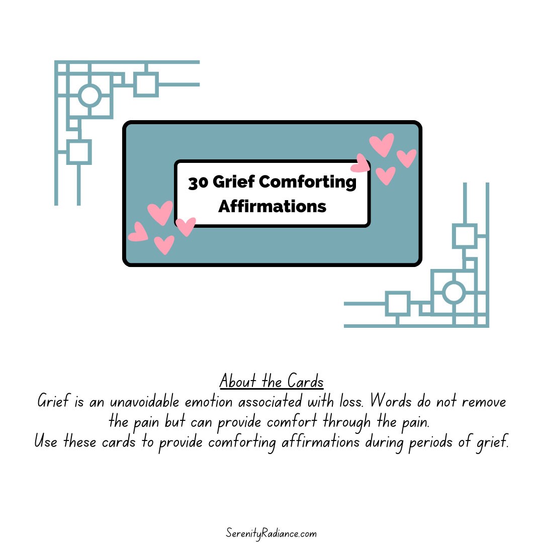 30 Grief Comforting Affirmations, Grief Therapy Cards, Self-care, Self ...