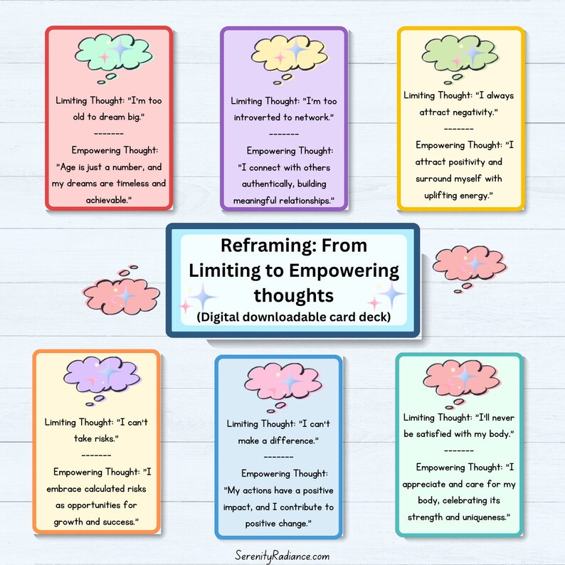 30 Limiting to Empowering Thoughts Card Deck, Affirmation Cards ...
