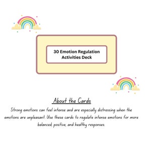 30 Emotion Regulation Activities Deck, Therapeutic Cards, Self-care ...