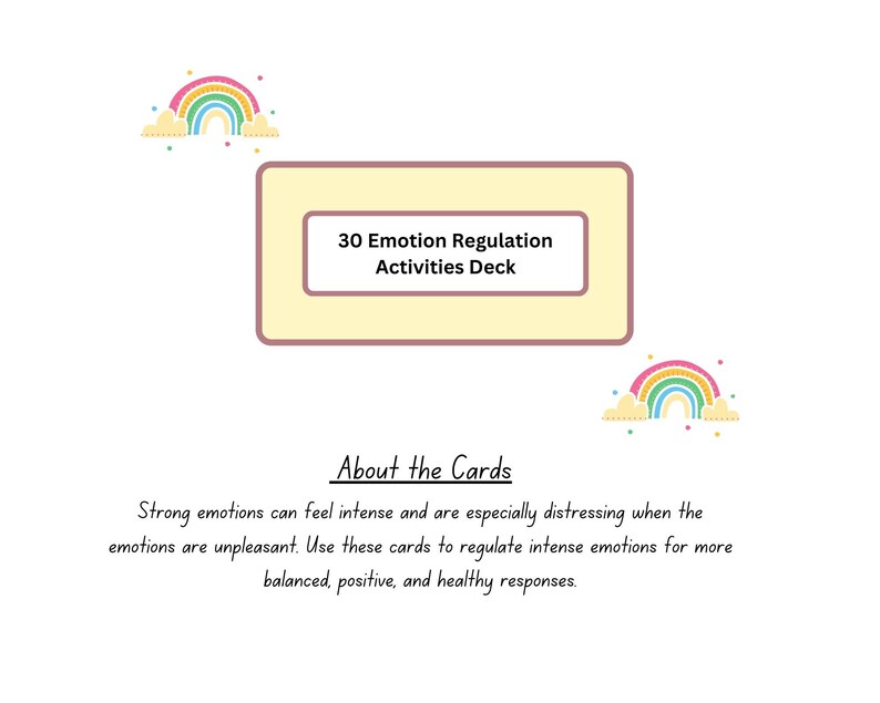 Emotion Regulation Activities Cards, Mindfulness Self-care (digital ...