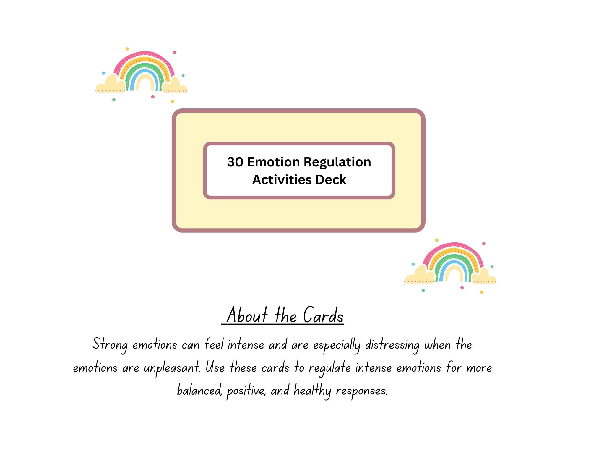 30 Emotion Regulation Activities Deck, Therapeutic Cards, Self-care ...