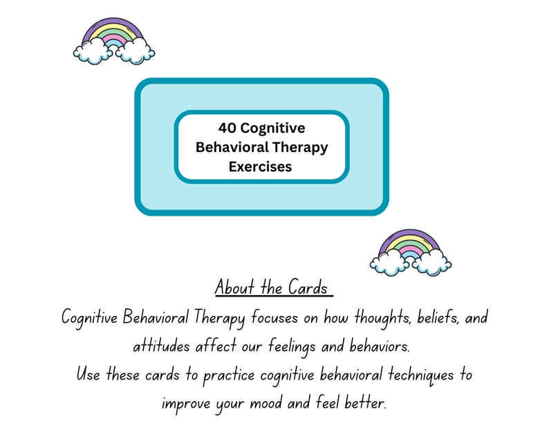 CBT Therapy Exercise Cards, Mental Health Activities (digital Download ...