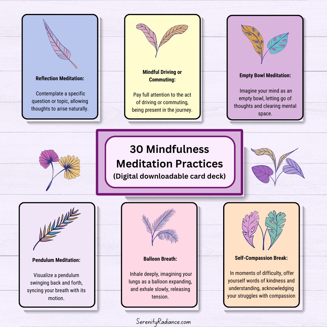 30 Mindfulness Meditation Practices Cards, Affirmation Deck, Positive ...
