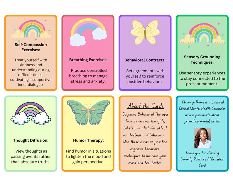 CBT Therapy Exercise Cards, Mental Health Activities (digital Download ...
