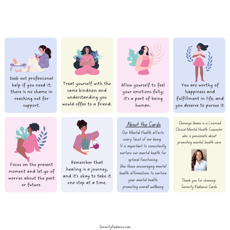Mental Health Encouragement Statements Affirmations Self-care Cards ...