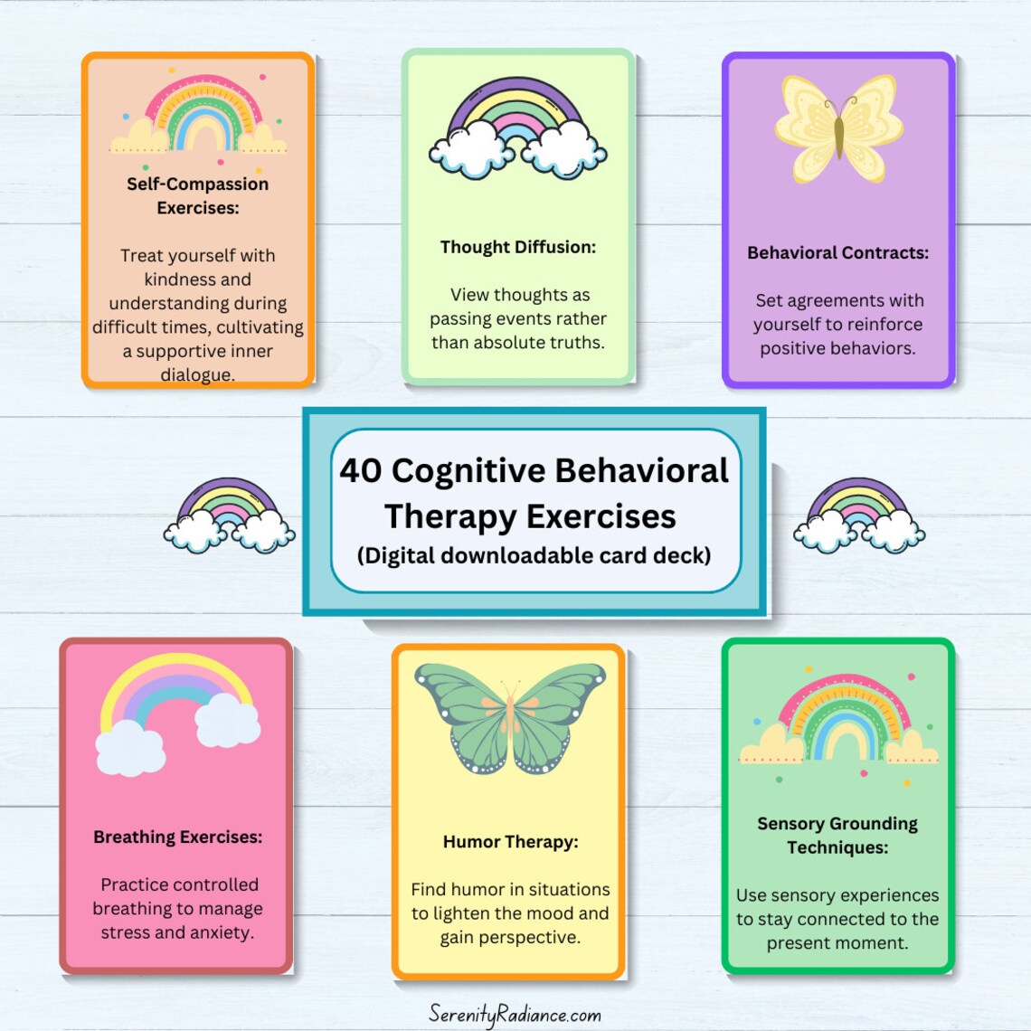 Cognitive Behavioral Therapy Exercise Cards, CBT Therapy Tools, Mental ...