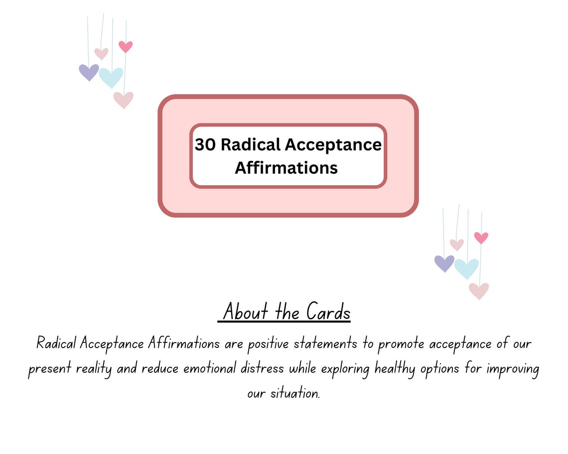 Radical Acceptance Affirmations Card Deck, Self-empowerment, Mental ...