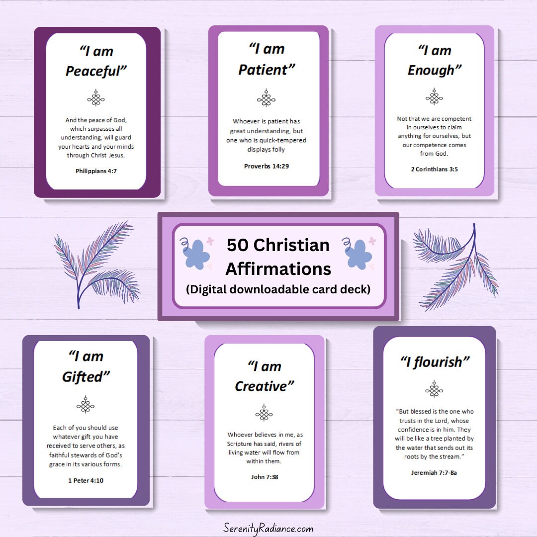 50 Christian Affirmations Cards Set, Faith Encouragement Deck ...