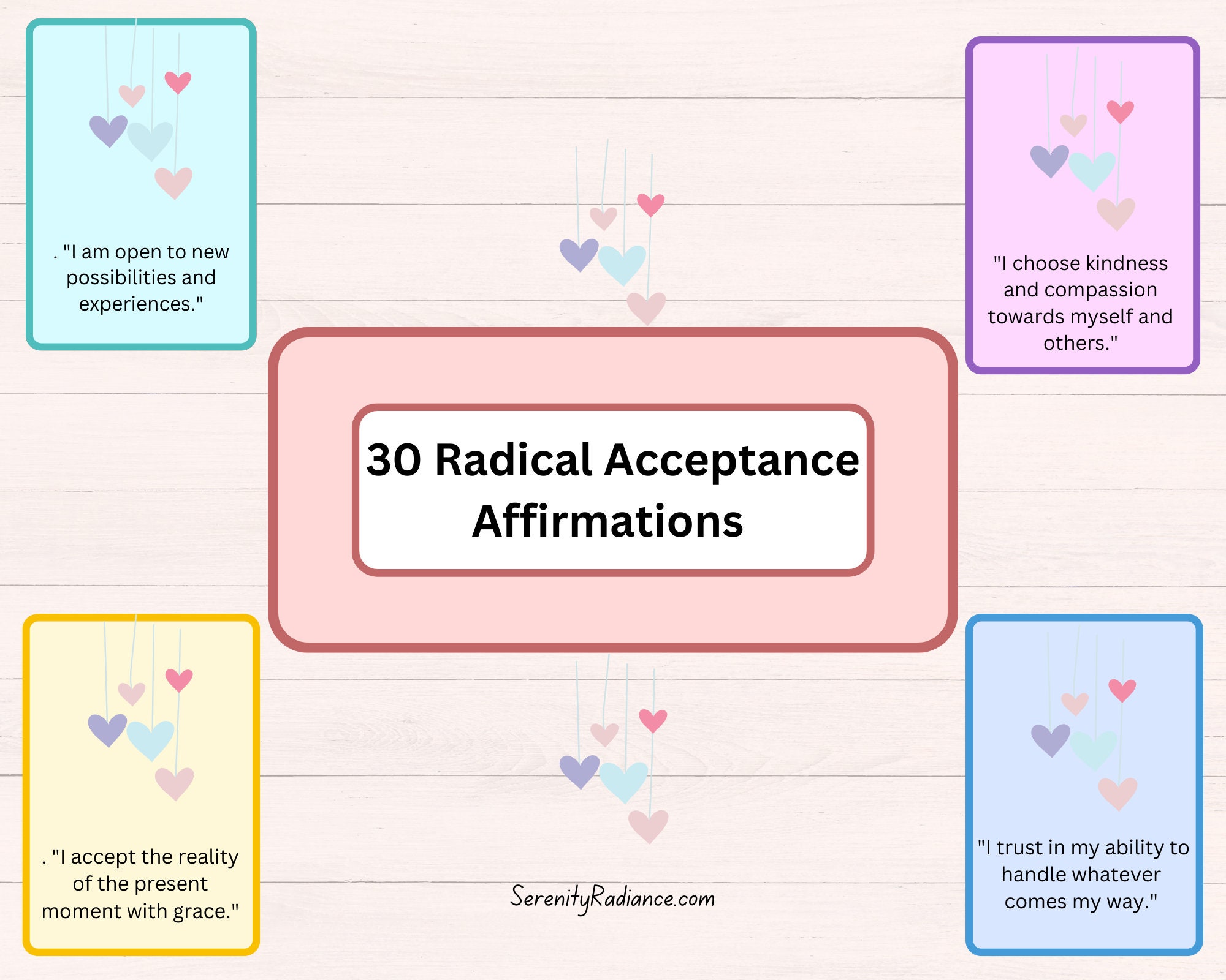 Radical Acceptance Affirmations Card Deck, Self-empowerment, Mental ...
