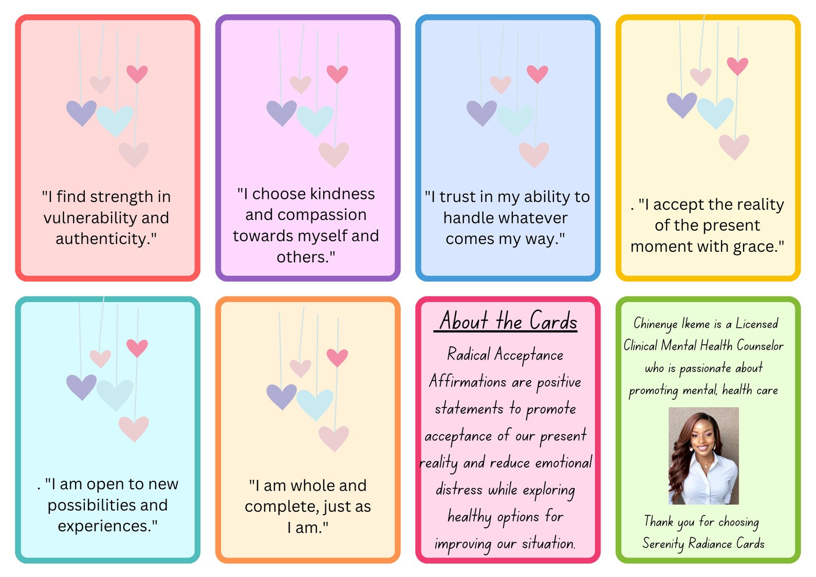 Radical Acceptance Affirmations Card Deck, Self-empowerment, Mental ...