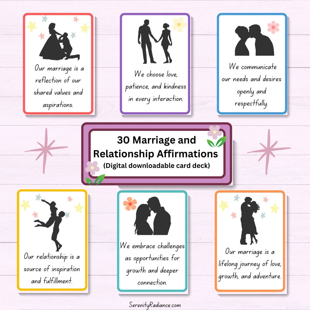 30 Marriage/relationship Affirmations, Relationship Cards, Couples ...