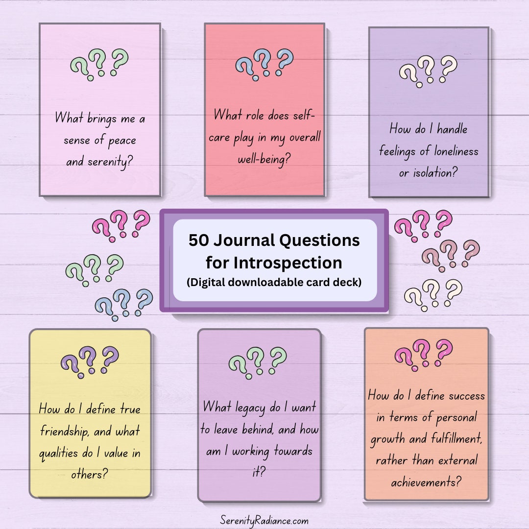 Self-awareness Journal Prompts, Mindful Growth Questions (digital ...