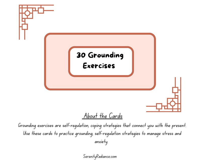 30 Grounding Exercises Affirmation Cards, Mental Health Self-care Gift ...
