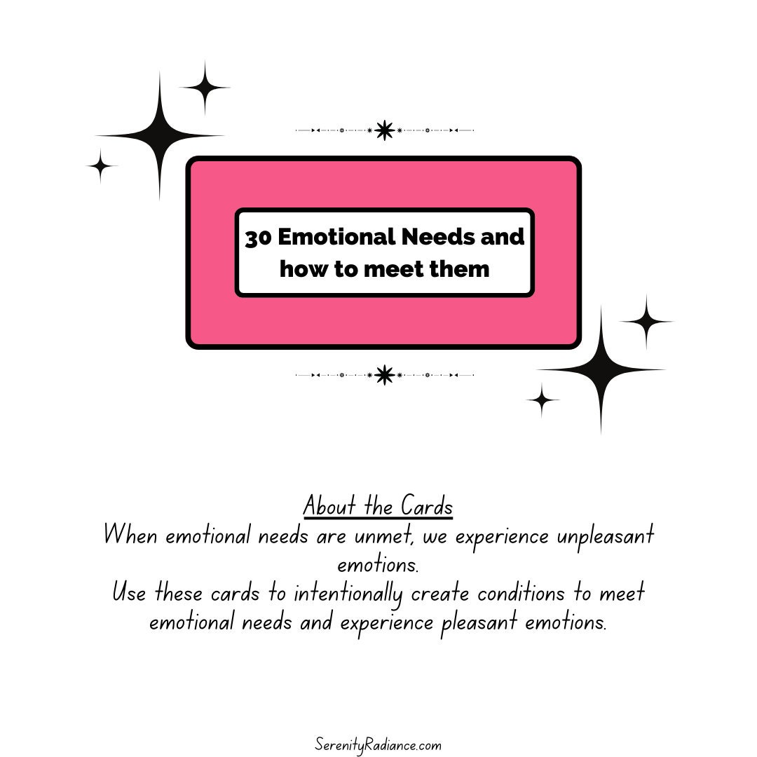 30 Emotional Needs and How to Meet Them, Therapy Cards, Emotional ...