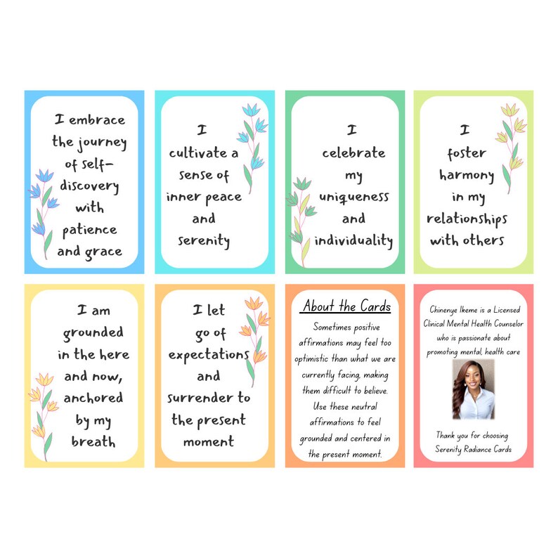 Neutral Affirmations Mental Health Support Cards Therapeutic Cards ...