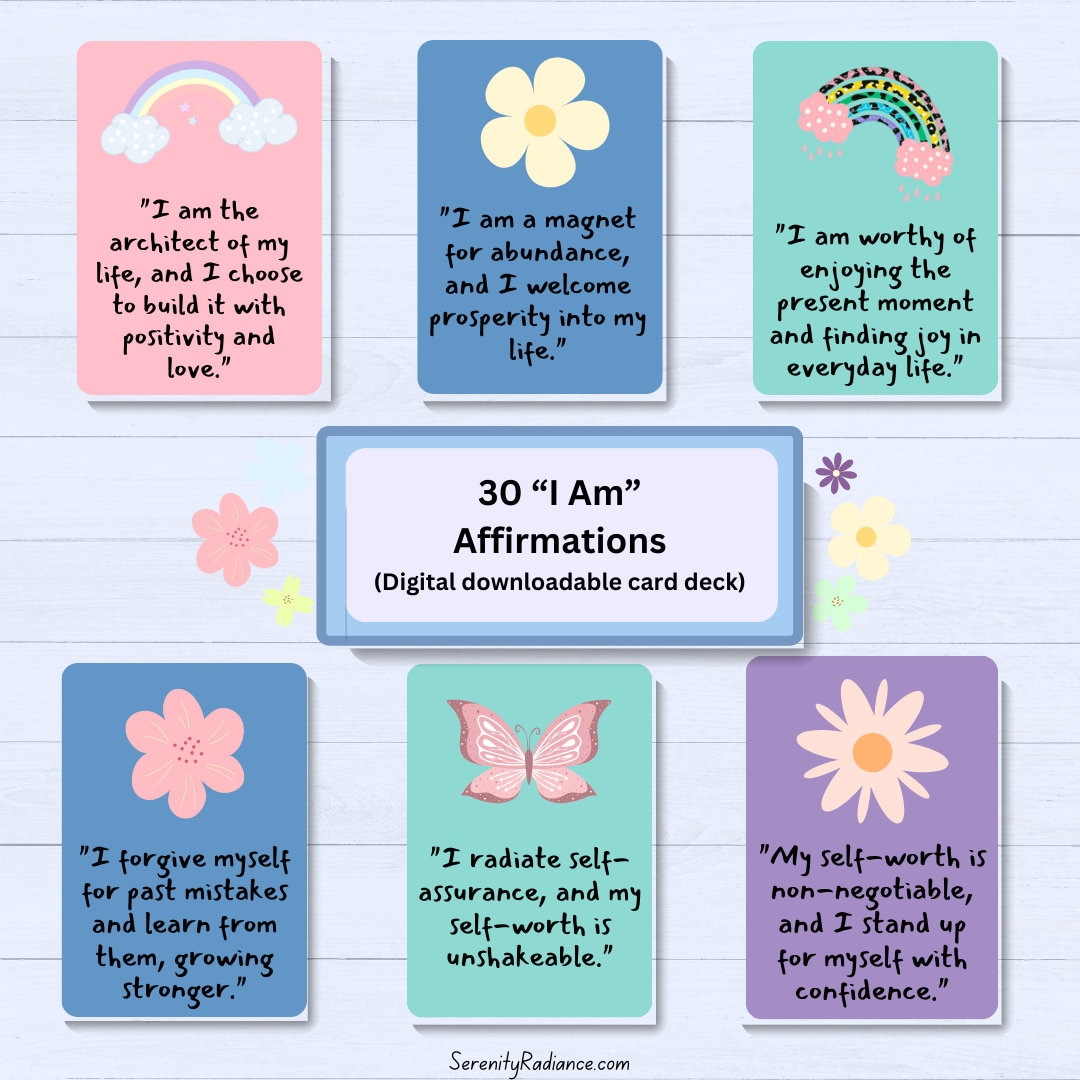 30 "i Am" Affirmation Cards, Self-love Inspiration (digital Download ...