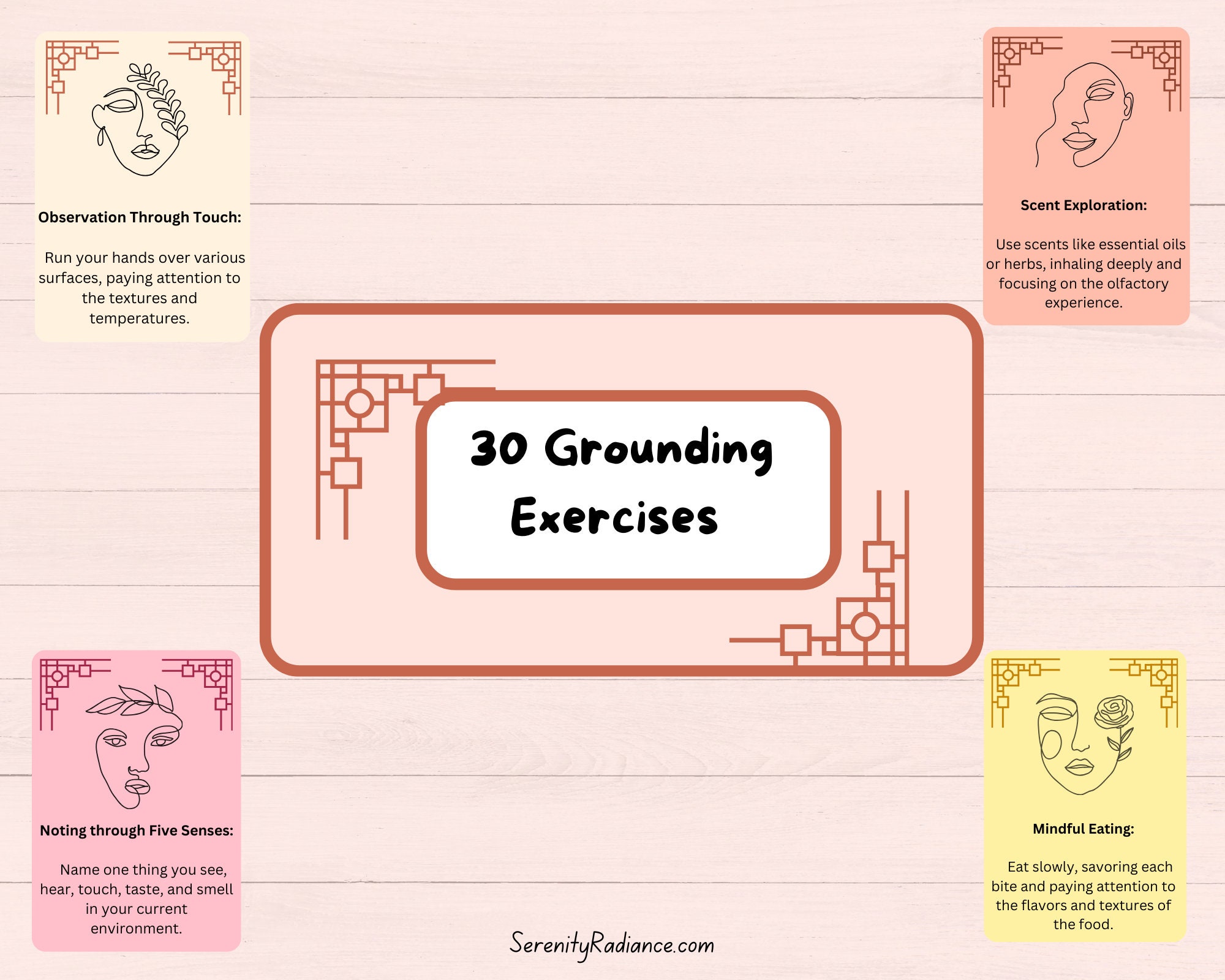30 Grounding Exercises Affirmation Cards, Mental Health Self-care Gift ...