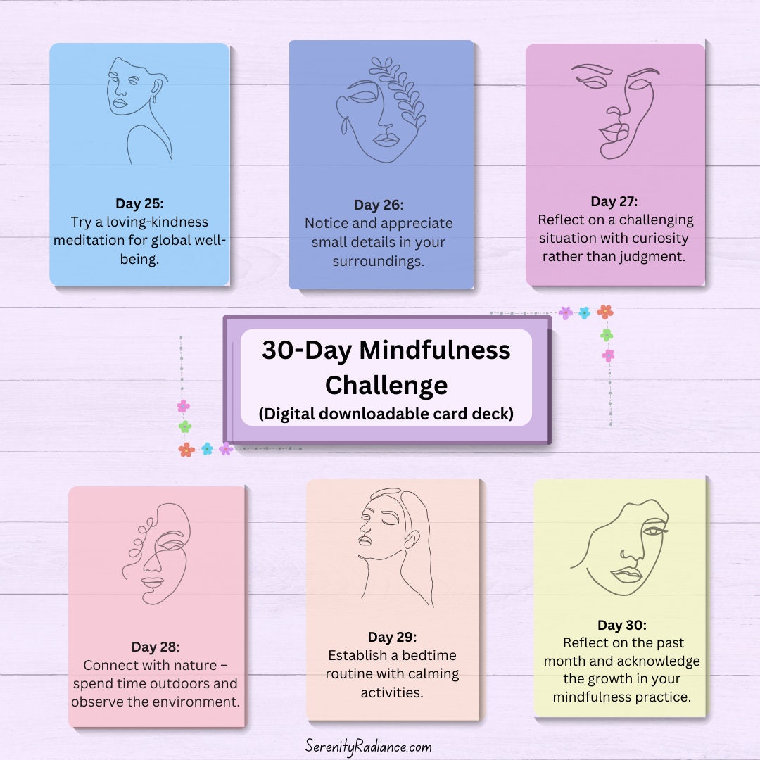 30-day Mindfulness Challenge, Self-care Journal (digital Downloadable ...