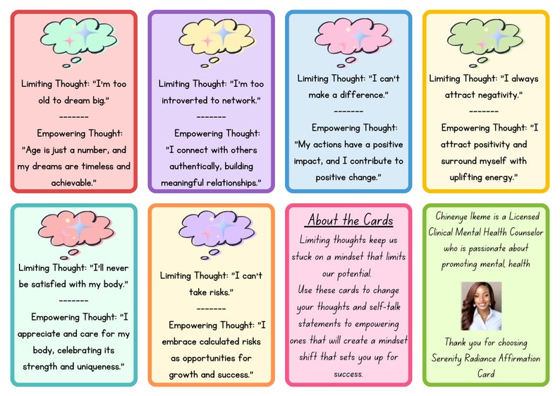 30 Limiting to Empowering Thoughts Card Deck, Affirmation Cards ...