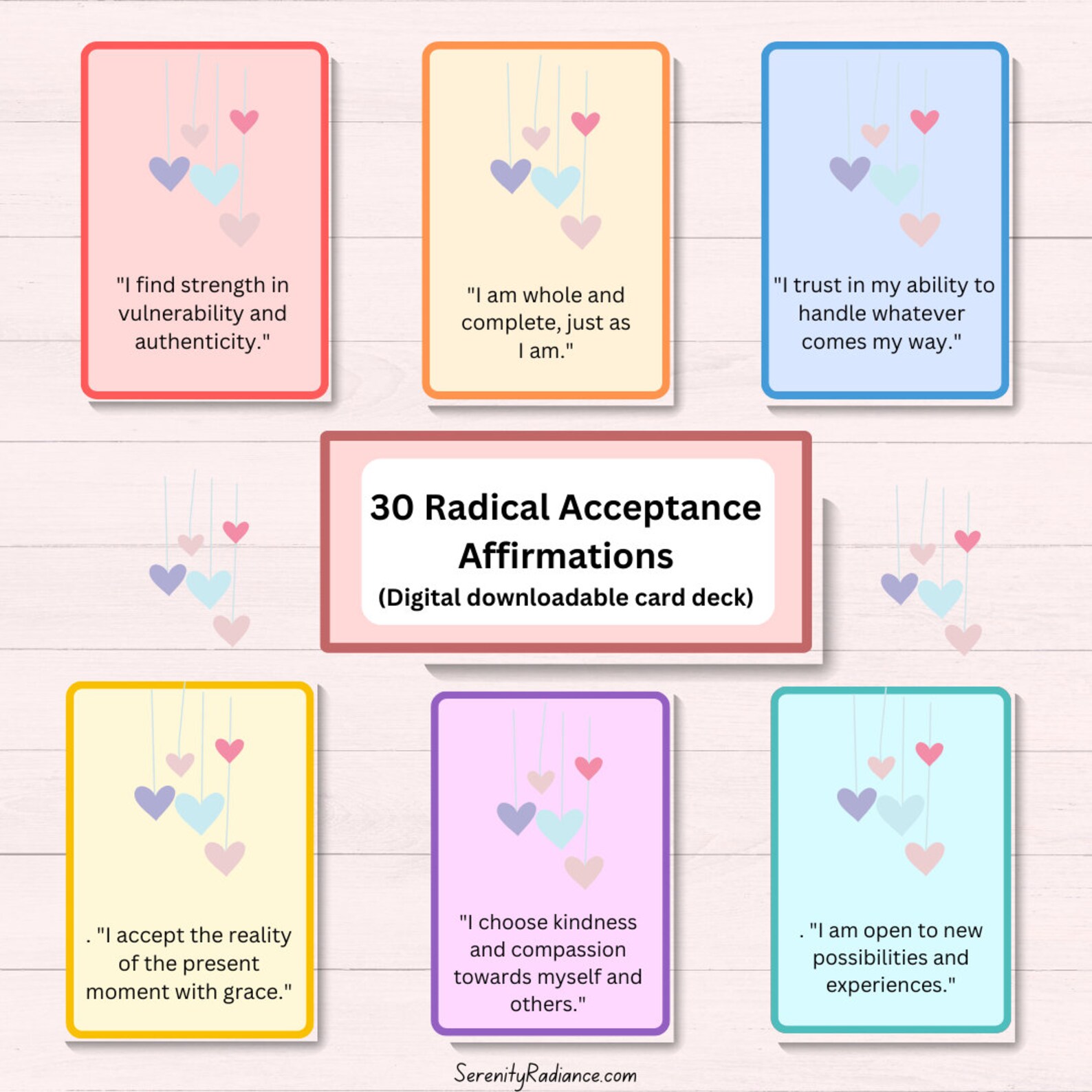 Radical Acceptance Affirmations Card Deck, Self-empowerment, Mental ...