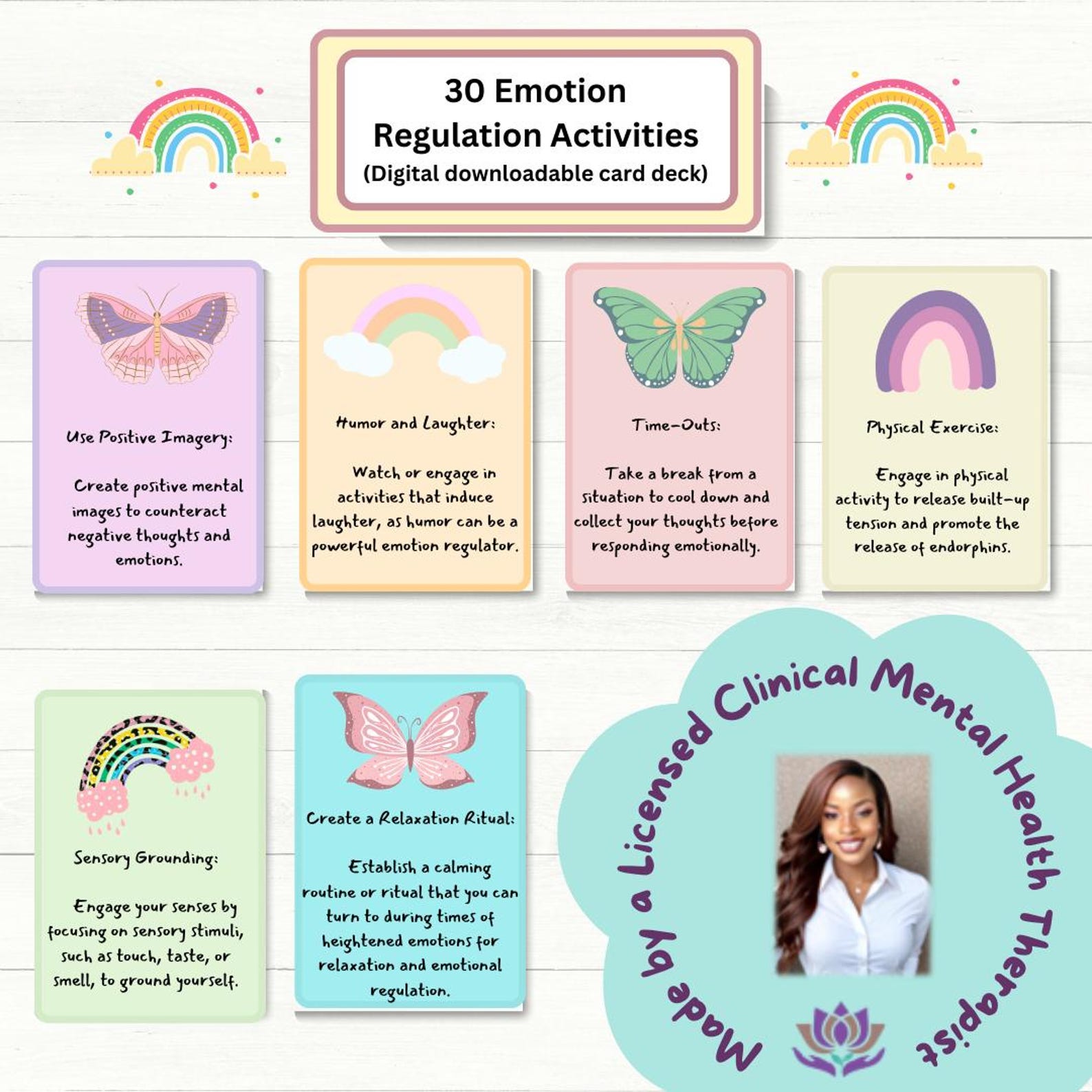 Emotion Regulation Activities Cards, Mindfulness Self-care (digital ...