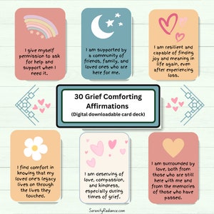 Grief Affirmation Cards, Comforting Grief Therapy, Self-care (digital ...