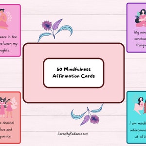 Set of 50 Mindfulness Affirmation Cards, Self-care Affirmations Deck ...