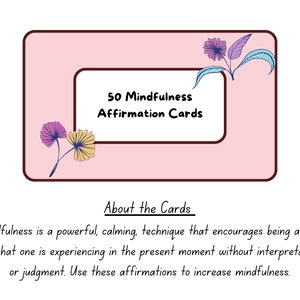 Set of 50 Mindfulness Affirmation Cards, Self-care Affirmations Deck ...