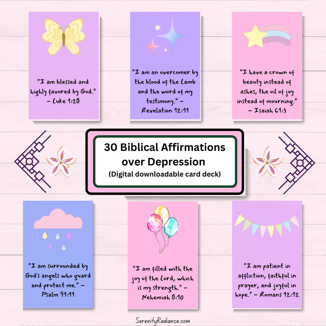 Biblical Affirmations for Depression Relief Therapy Cards Self-care ...