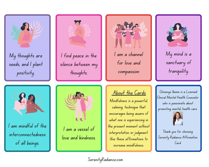 Set of 50 Mindfulness Affirmation Cards, Self-care Affirmations Deck ...