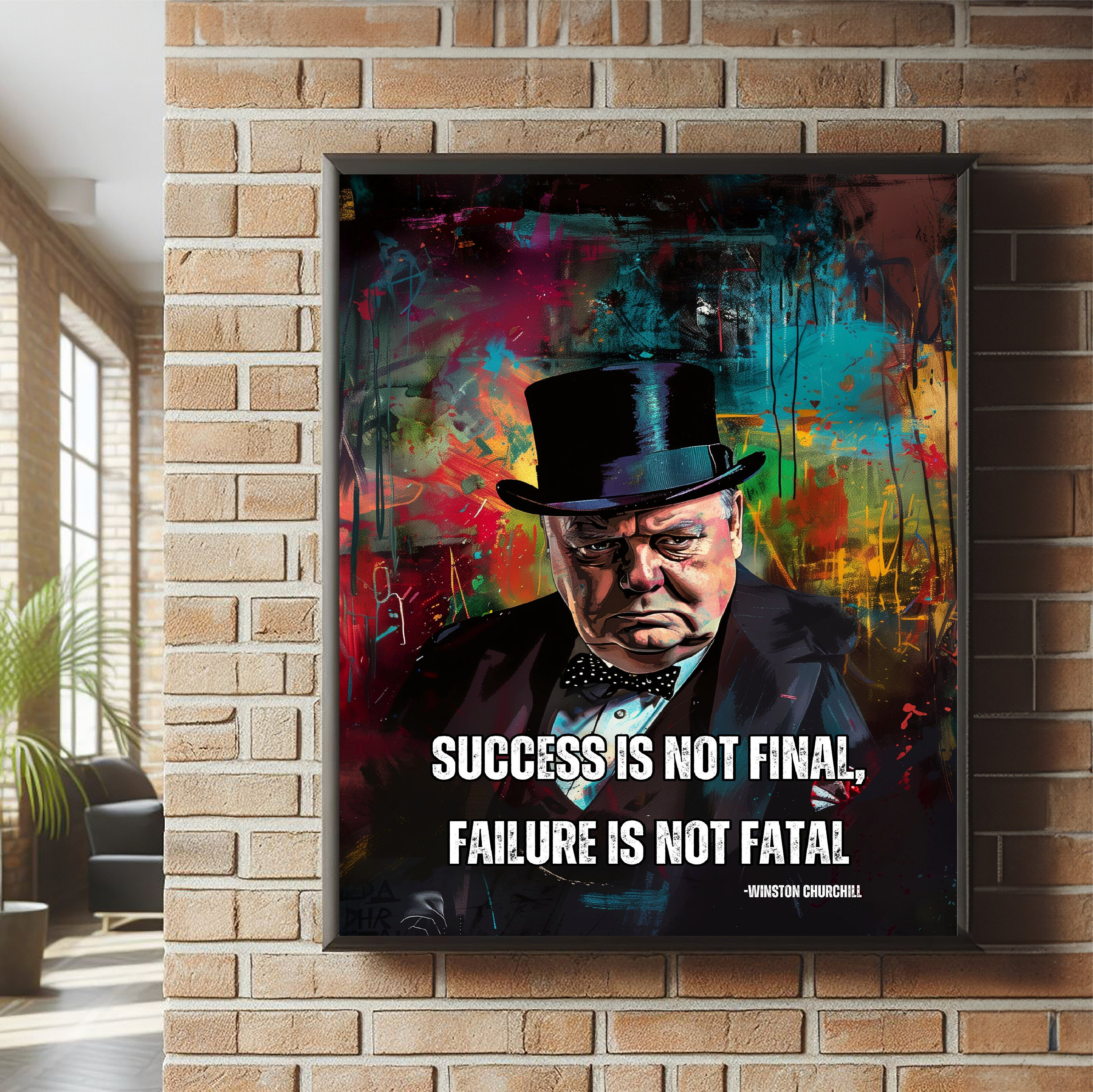Motivational Wall Art, Modern Office Winston Churchill Quote About ...