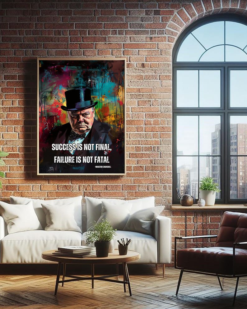 Motivational Wall Art, Modern Office Winston Churchill Quote About ...