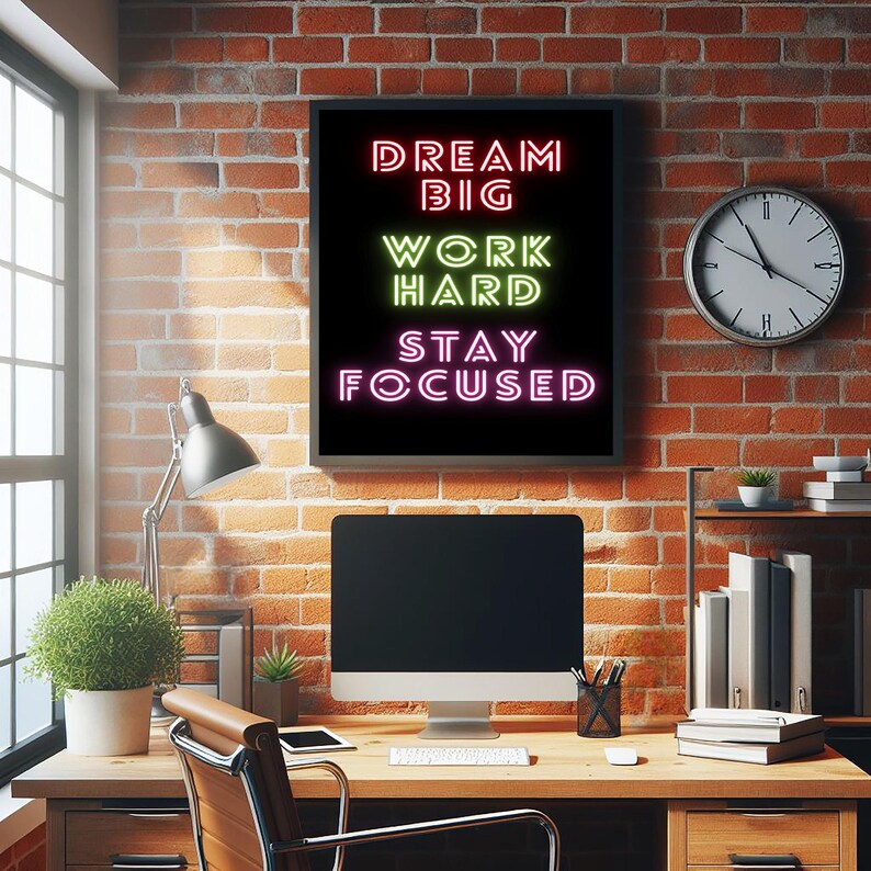 Dream Big Work Hard Stay Focused Poster or Canvas Wall Art ...