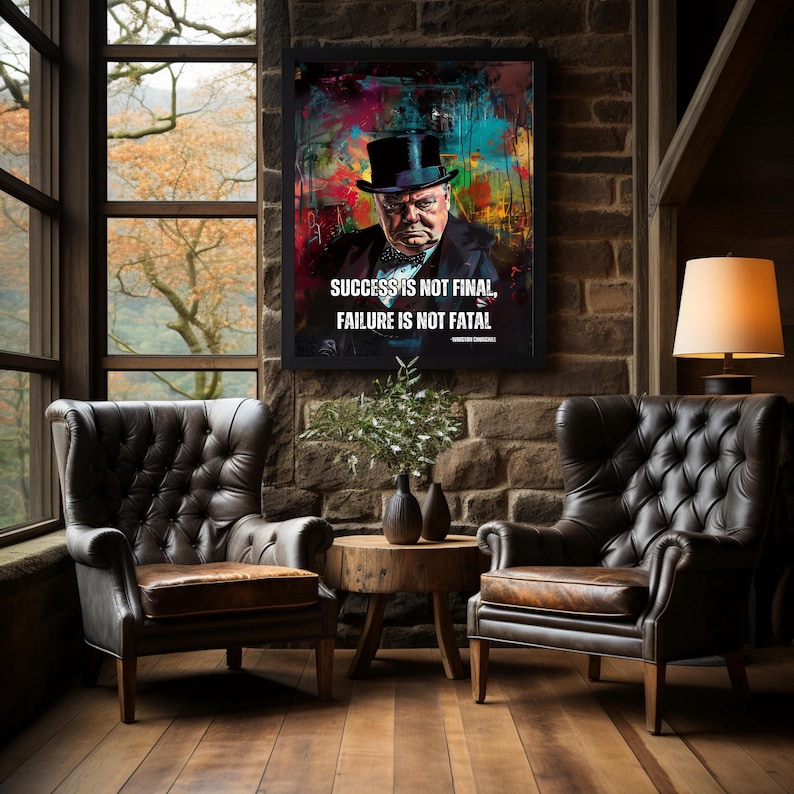 Motivational Wall Art, Modern Office Winston Churchill Quote About ...