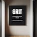 Grit Definition | Inspirational Canvas | Motivational Grit Wall Art ...
